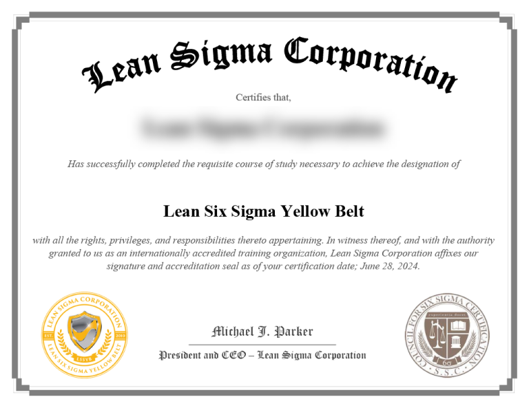 Lean Six Sigma Yellow Belt Certification - Lean Sigma Corporation Lean Six Sigma Yellow Belt Certification - Lean Sigma Corporation